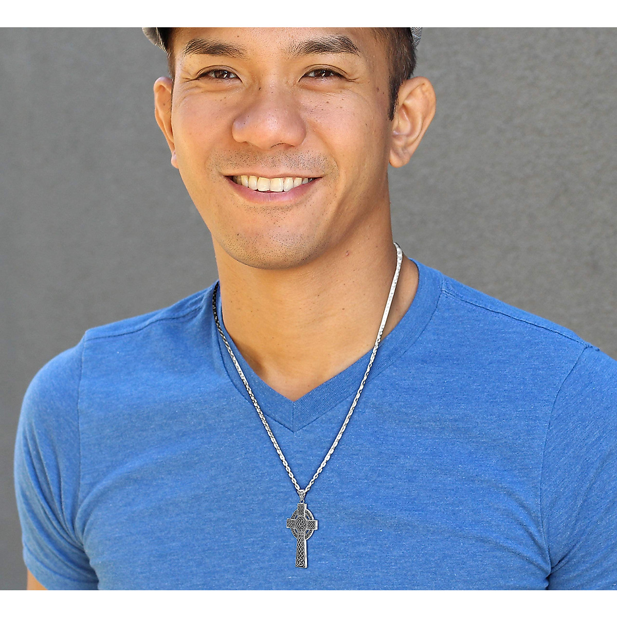 US Jewels New 925 Sterling Silver Irish Celtic Knot Cross Religious Pendant, 43mm