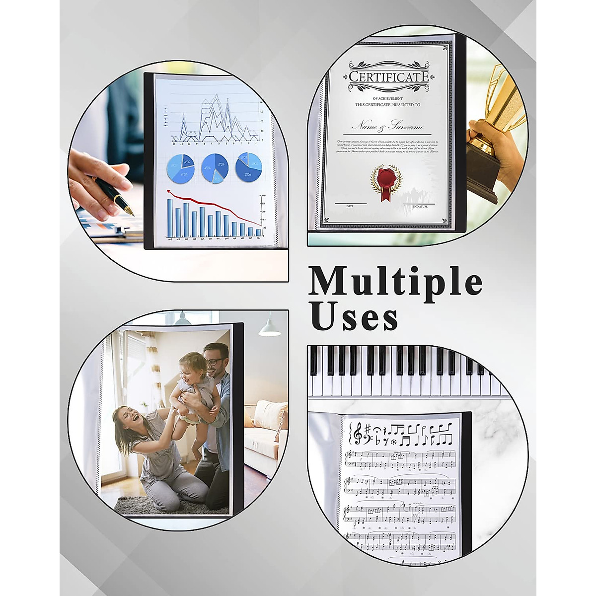 Art Portfolio 4 Packs Portfolio Folder with Plastic Sleeves Presentation Book with Sheet Protectors 11"x17" 30 Pockets 60 Pages Capacity