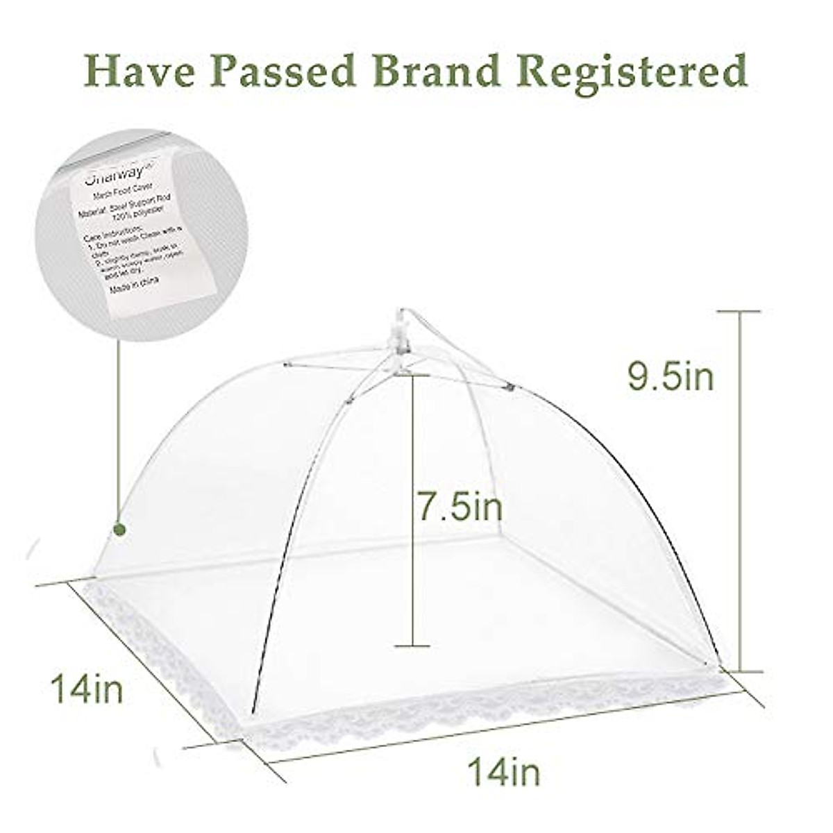Onarway 3 Pack Food Covers 14 Inch Pop-Up Encrypted Mesh Plate Serving Tents, Fine Net Screen Umbrella for Outdoors, Parties, Picnics, BBQs, Reusable and Collapsible