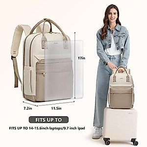 Laptop Backpack Women Student Bookbag: 15.6 Inch Stylish Nurse Computer Back Pack Teacher Travel Bags with USB Charging Port Casual Backpack Small Business Work Book Bags for College School Gift Khaki