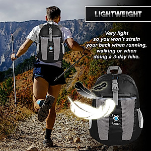 bago Lightweight Small Hiking Backpack for Women and Men - 25L Travel Day Pack - Foldable Hiking Daypack Ultralight for Camping Outdoor Sports - Day Bag Packable Backpack for Travel (Black)