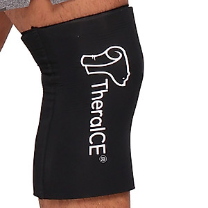 TheraICE Knee Ice Pack Wrap Compression Sleeve for Injuries, Reusable Gel Cold Packs Brace Also for Elbow, Ankle & Calf - Flexible Cold Wrap Recovery for Meniscus, ACL, MCL Pain Relief (M)