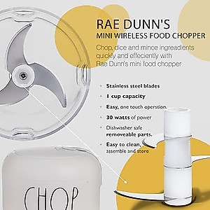 Rae Dunn Electric Mini Garlic Chopper-USB Rechargeable, Portable Cordless Wireless Food Chopper-8 oz Small Food Processor for Chopping Garlic, Ginger, Herbs, Chili, Minced Meat, Onion and More (Sand)