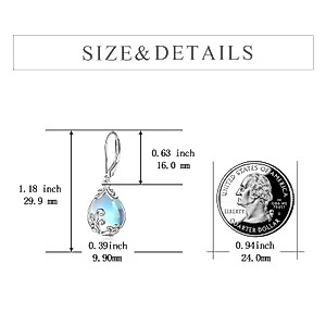 POPLYKE Moonstone Filigree Teardrop Drop Dangle Earrings Sterling Silver Leverback Earrings