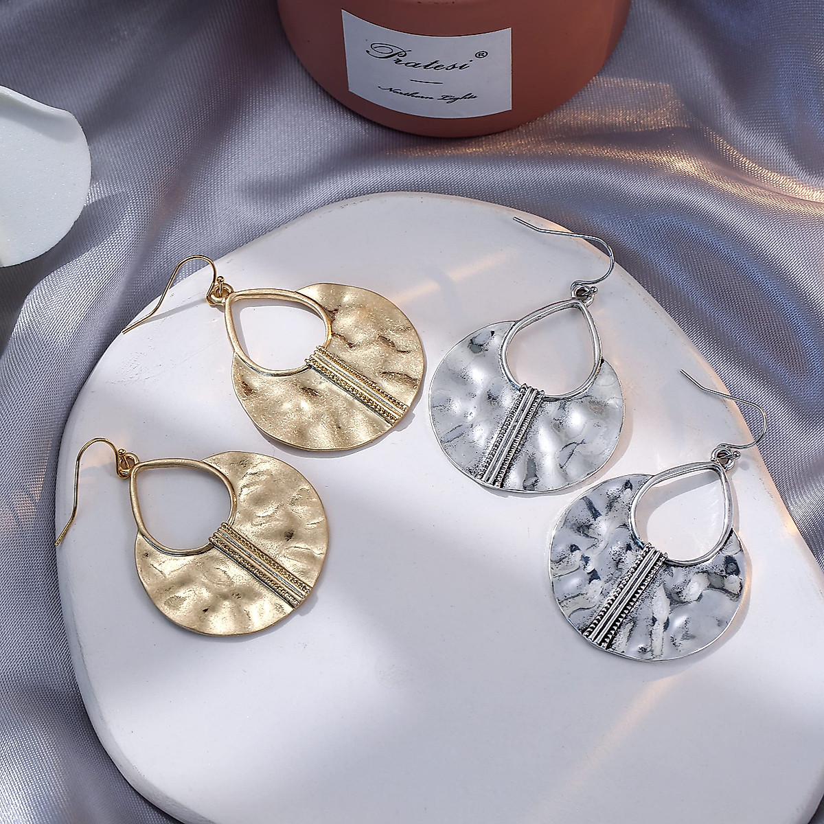 LILIE&WHITE Burnt Gold Ethnic Dangle Earrings For Women Fashion Hammered Earrings Costume Jewelry For Women Boho Earrings