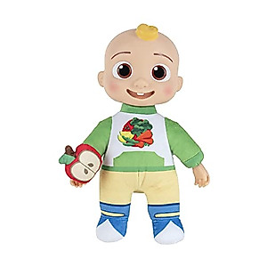 CoComelon Snack Time Features JJ Doll with Red Apple Plush - Plays Sounds, Phrases, and Clips of ‘Yes Yes Vegetables Song’ - Toys for Kids, Toddlers and Preschoolers