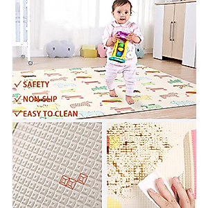 HOMTOL Baby Play Mat 47"x70", Reversible Playmat, Double Sided Kids Activity Mats, Toddler XPE Crawling Mat, Non-Slip Foam Playmats for Floor