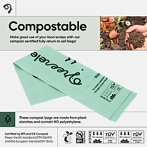 Green Elephant Compost Bags Small-Compostable Trash Bags,Small Biodegradable Trash Bags,Compostable Bags for Kitchen Compost Bin,1.6 Gallon Biodegradable Bags,BPI Certified Compostable Bag (2 Pack)