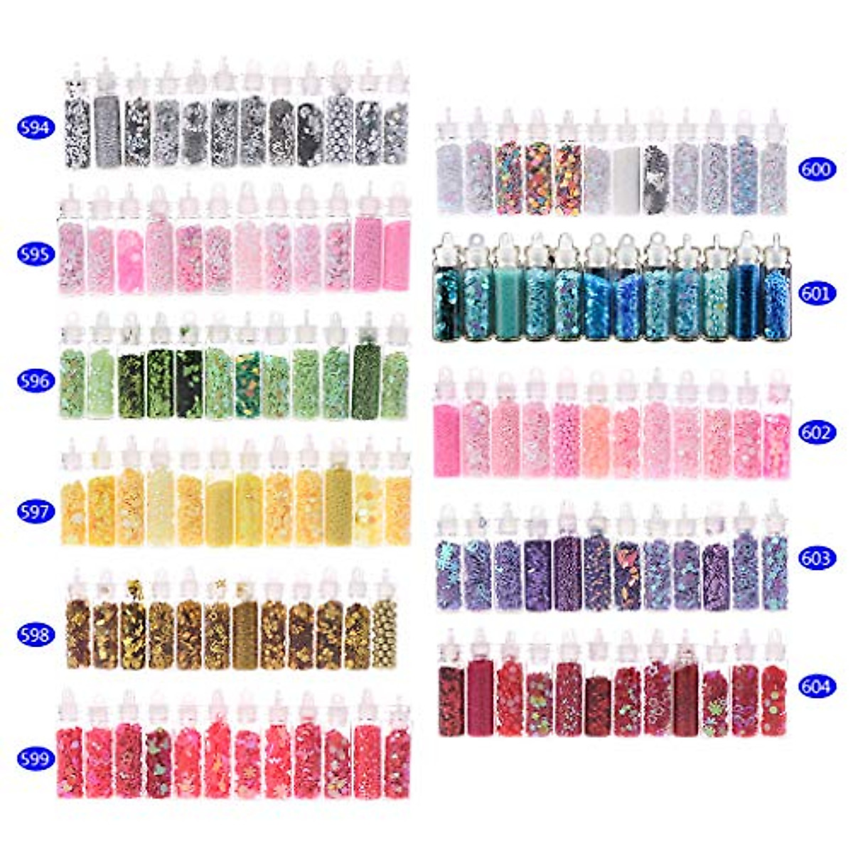12 Bottle/Set Manicure Sequins Nail Art Glitter Sequins DIY Nail Beauty Filling Tools Nail Art Supplies for Eyes Makeup-603