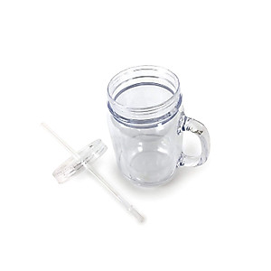 ImpecGear 20 Oz Mason Jar Doubled wall Acrylic Cup with Straw (Clear)