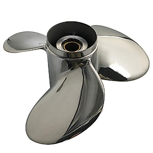 ARKDOZA 3 Balde Stainless Steel Propeller for Mercury Outboards 30-70HP RH Rubber Hub 13 Spline Tooth (10 3/8 (Dia) x 14 (Pitch))…