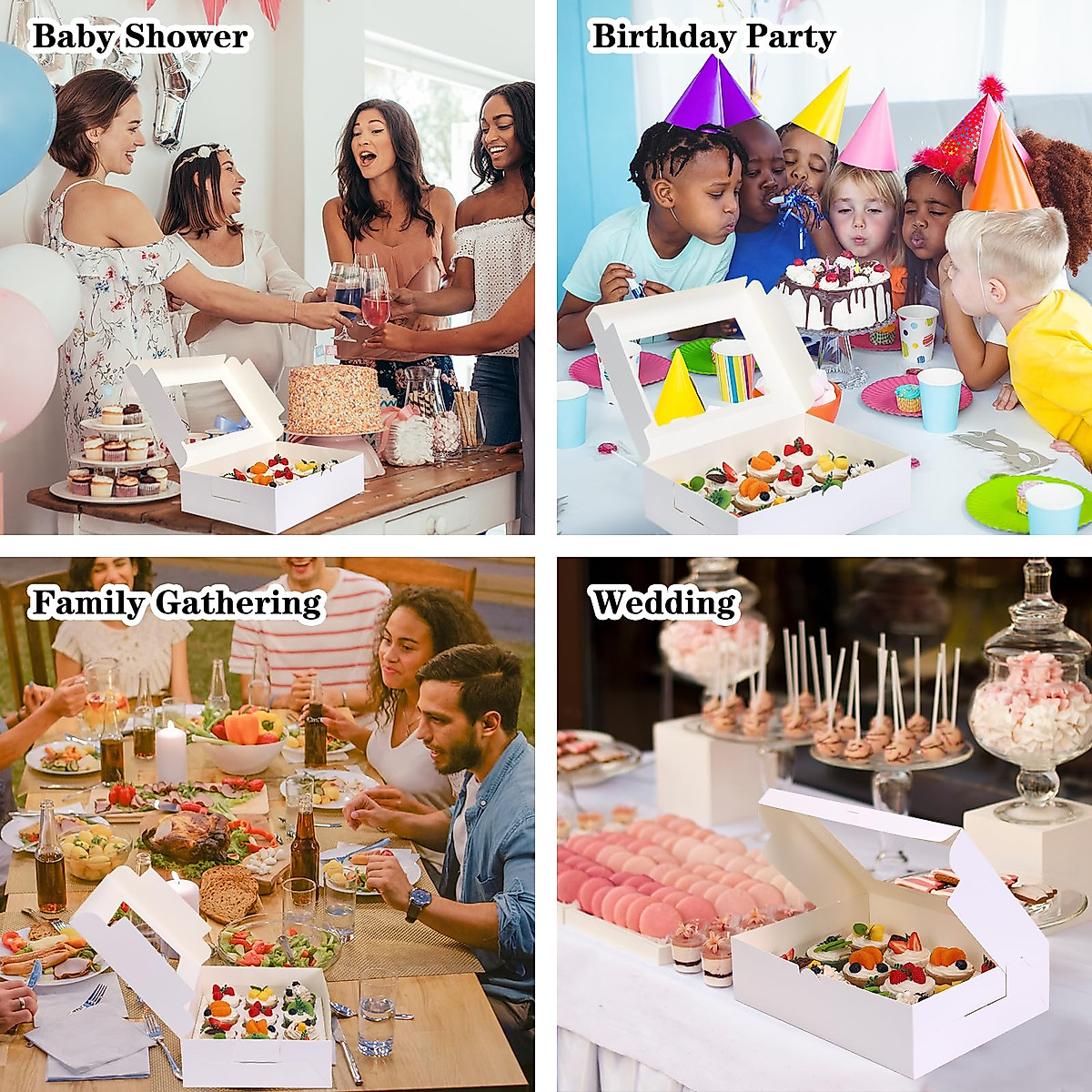 Moretoes 30pcs Cupcake Boxes Bulk White Cupcake Containers with Windows 30 Pcs 12 Count Cardboard Inserts to Fit Muffins Cupcake Carrier for Cookies