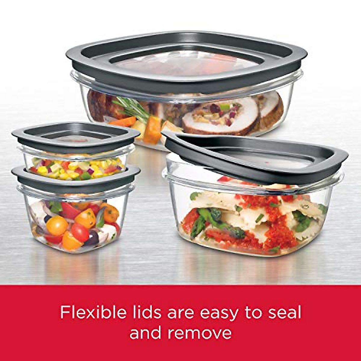 Rubbermaid Meal Prep Premier Food Storage Container, Set of 3, Grey