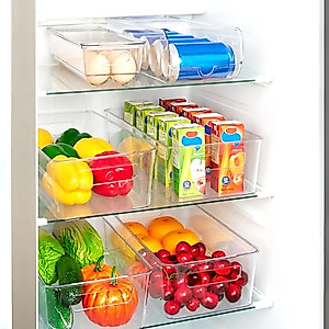 Vtopmart Set of 8 Fridge Organizer, Refrigerator Organizer Bins with Handles, Freezer Organizer Clear Organizing Bins, BPA-Free Fridge Storage Containers for Fridge, Freezer, Cabinet, Kitchen, Pantry