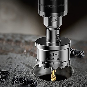 Carbide Hole Saw Kit, TCT Hole Saw Set Heavy Duty for 9 Precise Holes in Stainless Steel Hard Metal,Size 5/8” 3/4” 7/8” 1” 1-1/8” 1-1/4” 1-3/8” 1-1/2” 2”, 9 Extra Pilot Bits in Carrying Case