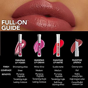 Buxom Full-On Plumping Satin Lipstick, Formulated with Hyaluronic Acid & Sunflower Wax, Moisturizing Creamy Lipstick, Satin Finish, Weightless