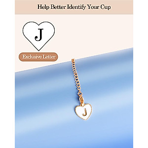 OriJoy Letter Charm Accessories for Stanley Cup, Name ID Letter Handle Charm For Stanley/Simple Modern Tumbler, Heart Shape Initial Identification Charms（J）