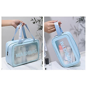 LaurelTree Cute Makeup Bag Transparent Waterproof Makeup Bag Y2k Accessories Large Capacity Cosmetic Organizer Beauty Case Travel Organizer for Accessories, Toiletries (Blue1 S)