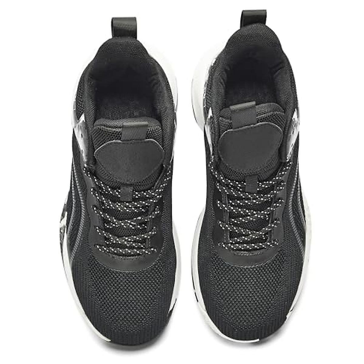 Slow Man High Top Men's Basketball Shoes Breathable Non-Slip Outdoor Running Shoes Cushioned Fitness Shoes Gym White/Black