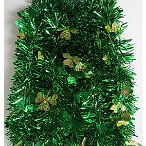 St Patrick Day Green Garland Shamrocks Party Garland -15 Feet Long (Jumbo Green/Gold Green Clovers)