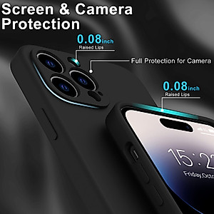 DEENAKIN Compatible with iPhone 14 Pro Max Silicone Case - Enhanced Camera Protection and Screen Protector - Smooth Baby Skin-Like Feel - Slim Fit Phone Cover 6.7”for Women Girls - Black