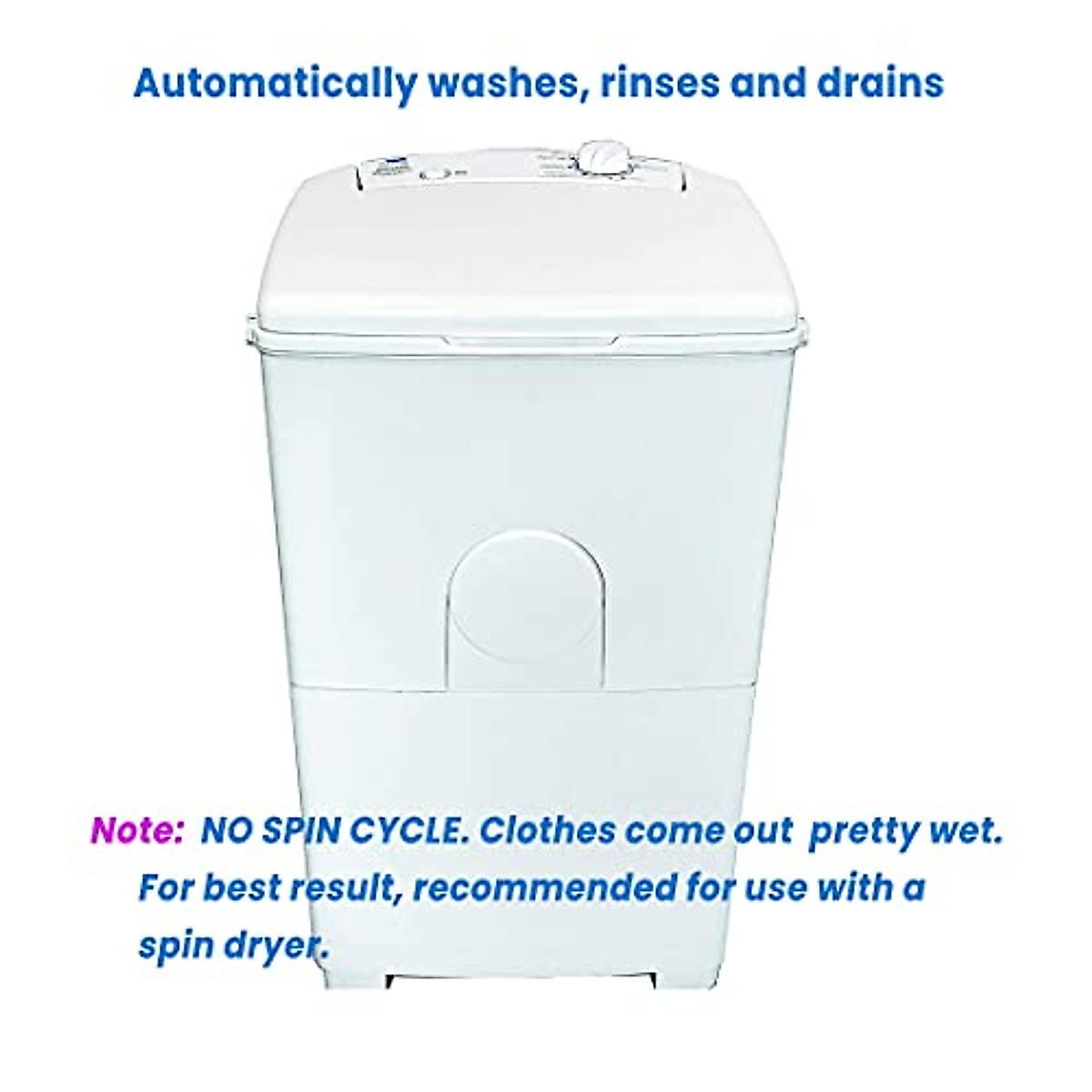 The Laundry Alternative Niagara Portable, Family Size Capacity, Compact European Style Washing Machine (No Spin Cycle)