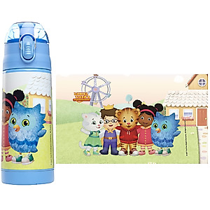 Daniel Tiger 13 oz Insulated Water Bottle with Latching Lid - Easy to Use for Kids - Reusable Spill Proof & BPA-Free, Keeps Drinks Cold for Hours, Fits in Lunch Boxes & Bags, Fun for Back to School