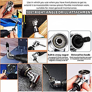 31Pcs Flexible Drill Bit Extension Set,105°Right Angle Drill Attachmen,Rotatable Joint Socket 1/4 3/8 1/2 Inch Hex Socket Adapter,Socket Bendable Drill Bit Extension,6pcs Screwdriver Bits Holder