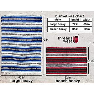 Genuine Mexican Handwoven Blanket, Premium Large Heavyweight Falsa Blanket, Serape & Yoga Blanket | Beach Blanket | Throw Blanket | Picnic Blanket (Large Heavy, Burgandy and Beige)