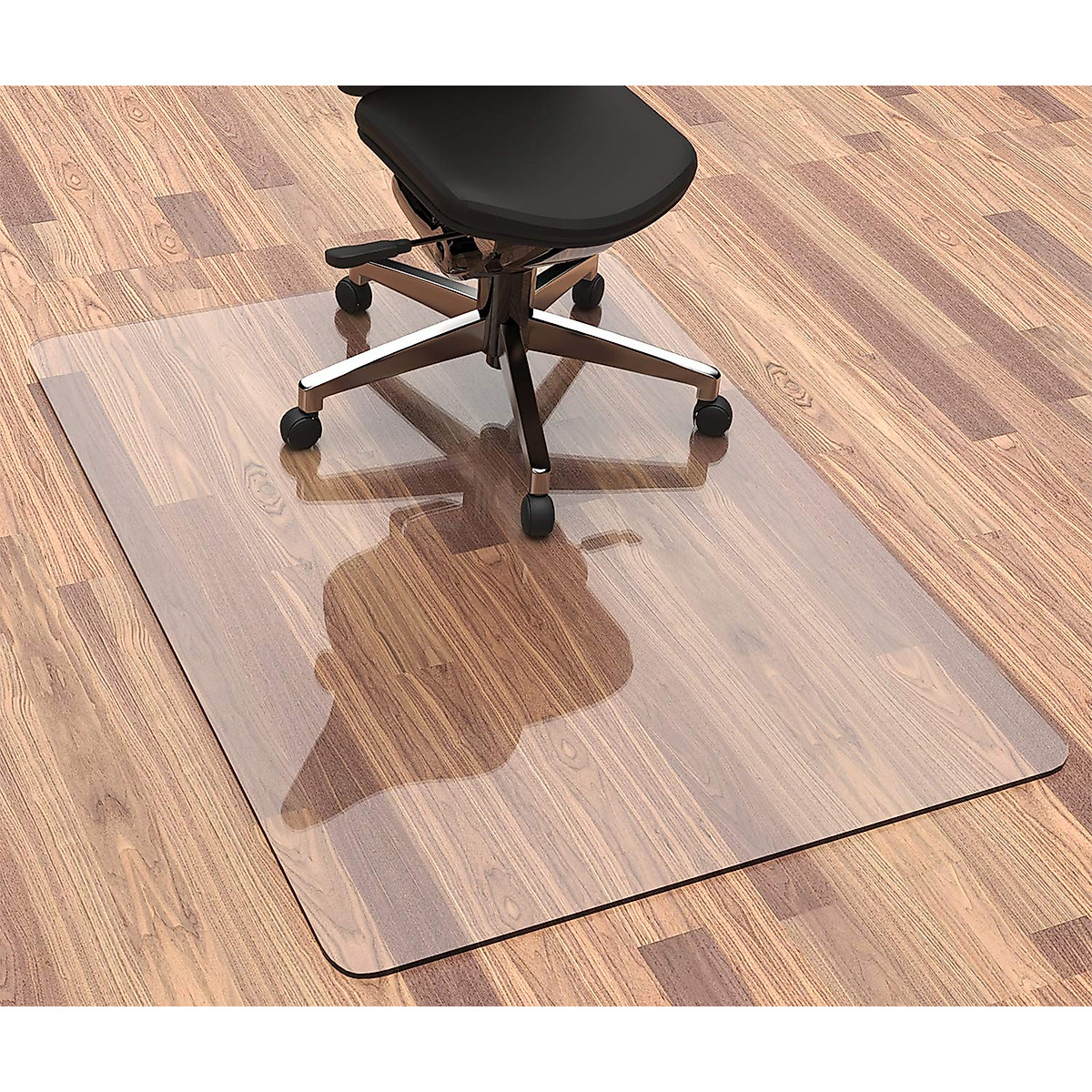 HOMEK Office Chair Mat for Hardwood Floor, 1/8" Thick 48" x 36" Crystal Clear Desk Chair Mat for Hard Floors, Plastic Floor Protector Mat for Office Chairs