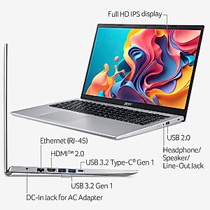 acer 2023 Newest Aspire 5 Slim 15.6" FHD IPS Laptop, AMD Quad-Core Ryzen 3 3350U(Up to 3.5GHz,Beat i5-7200U), 12GB DDR4 RAM, 512GB SSD, WiFi 6, Backlit Keyboard, Fingerprint, HDMI, Windows 11+JVQ MP