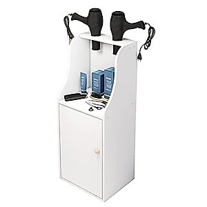 MAHFEI Barber Stations Storage Cabinet, Salon Cabinet Beauty Spa Styling Station Spa Equipment Hair Stylist Station with 2 Hair Dryer Holders (Color : White-A, Size : 32x30x80cm)