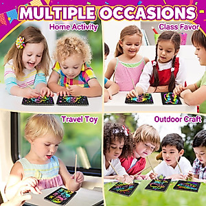 pigipigi Scratch Paper Party Favor: 16 Pack Rainbow Scratch Notebook Kids Art Craft Supplies Birthday Gift for Girls Boys Age 3 4 5 6 7 8 9 10 Years Old Toy Activity Fun Easter Project Drawing Kit