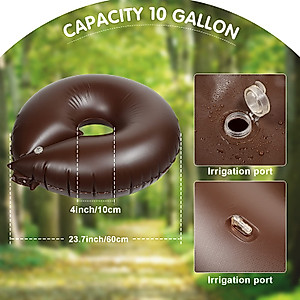 Spakon Tree Watering Ring Tree Bag for Watering PVC Drip Irrigation Water Pouch Round Watering Bags Automatic Drip System Planting Gardening Trees Shrubs, Brown (10 Gallon, 4 Pack)