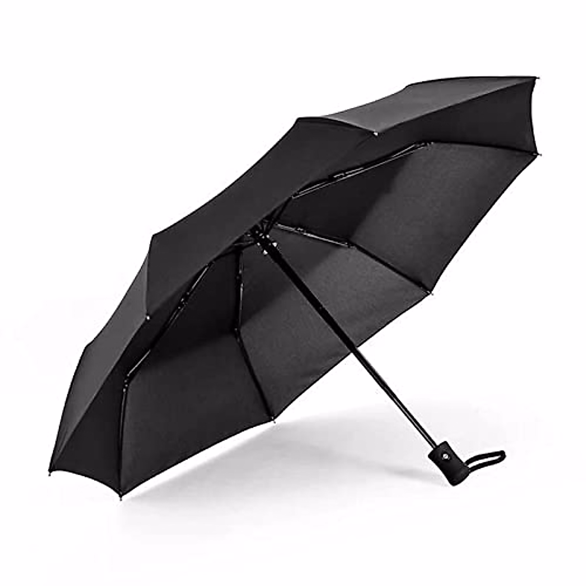 ResArea Windproof Travel Umbrellas Automatic Folding and Portable Umbrellas for Rain Ergonomic Handle Light Unisex Black