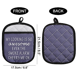 Funny Oven Pads Pot Holder with Pocket My Cooking is So Awesome Even The Smoke Alarm Cheers Me On (Cheers Me On)
