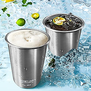 MUMIGUAN Stainless Steel Cups for Kids 12oz/350ml (4 Pack), Stainless Steel Tumbler, Kids Cups, Camping Stainless Steel Cups, Stackable Metal Drinking Glasses, BPA Free, Stackable, Durable.