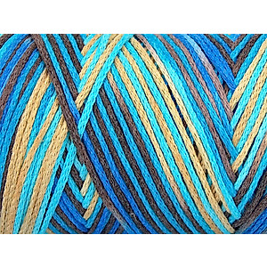 250 gr ICE YARNS Macrame Cotton Print (80% Cotton) Yarn Blue Shades Brown Shades Cream