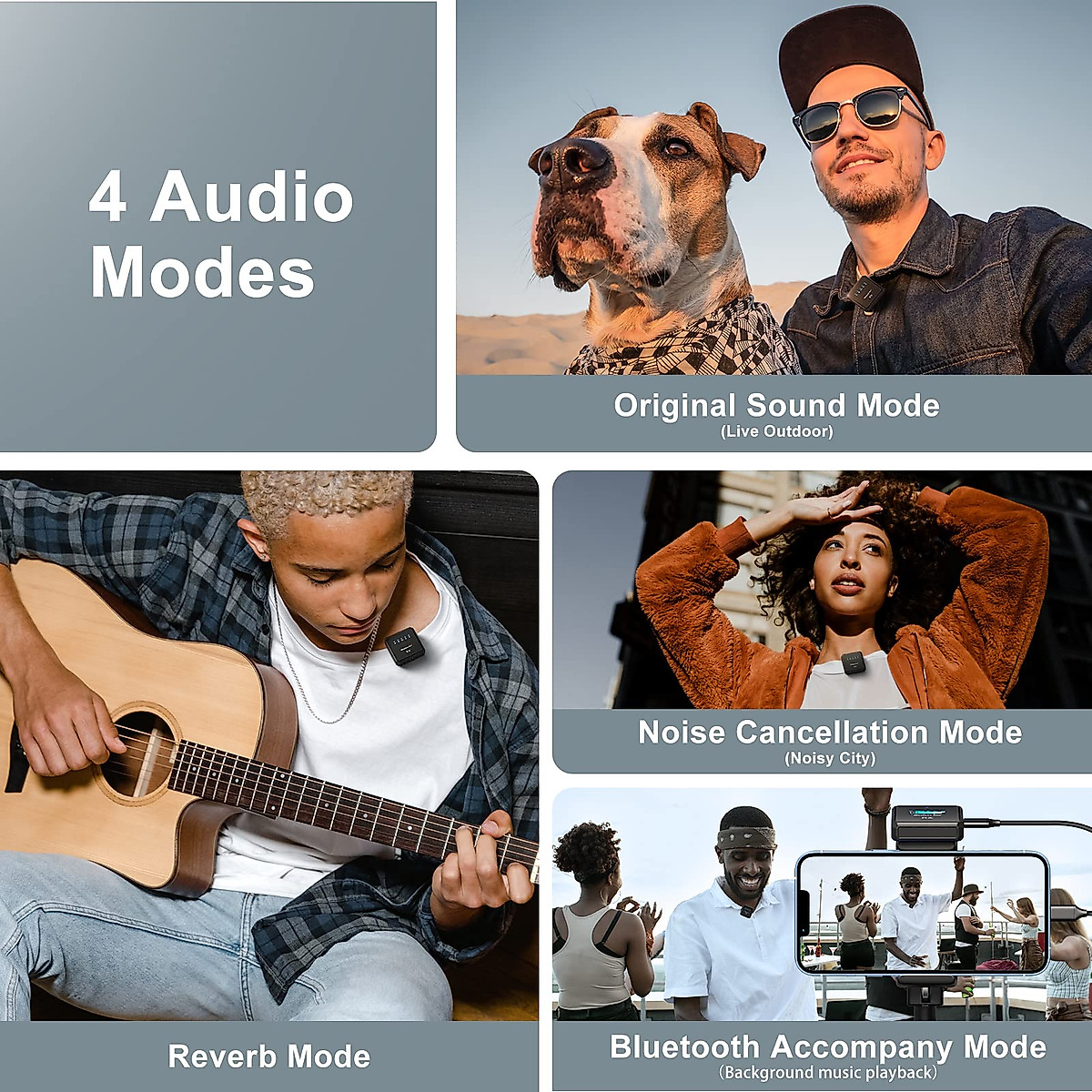 TTQ Wireless Lavalier Microphone with Noise Cancellation, 656ft Transmission, 24H Battery Life, Compact Wireless Lapel Microphone System for DSLR Cameras/iPhone/Android/Live Streaming (Black)