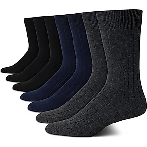 Van Heusen Men's Dress Socks - Lightweight Mid-Calf Crew Dress Socks (7 Packs), Size 6-12.5, Assorted