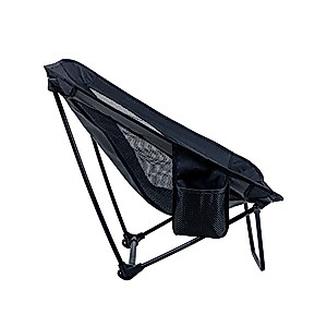 iClimb Low Ultralight Compact Camping Folding Chair with Side Pocket and Carry Bag (Black)
