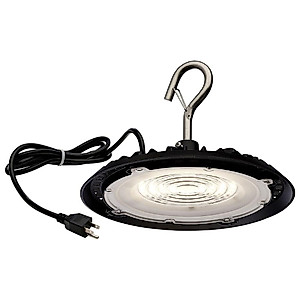 Satco 65/962 Hi-Pro 8-Inch Round LED Shop Light, UFO Utility Light, 60 Watts, Black