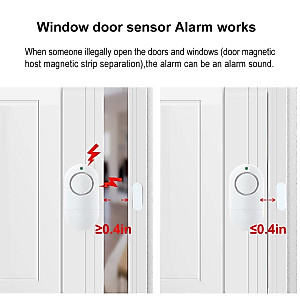Door Window Alarm, Toeeson 120 DB Window Chime Alarms for Home, White Door Alarms for Kids Safety