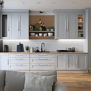 GOBEKOR 30 Pack Chrome Drawer Pulls 3-3/4in(96mm) Hole Center Solid Handles for Cabinets and Dressers Square Kitchen Hardware