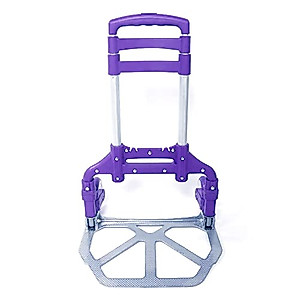 Portable Aluminium Cart Folding Dolly Push Truck Hand Collapsible Trolley Luggage (Purple)