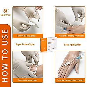 EalionMed Transparent Dressing, Wound Bandage, Adhesive Patch, 4'' x 4.75'', 50 Pack, Clear, Breathable, Comfortable, Shower Shield, Tattoo Bandage