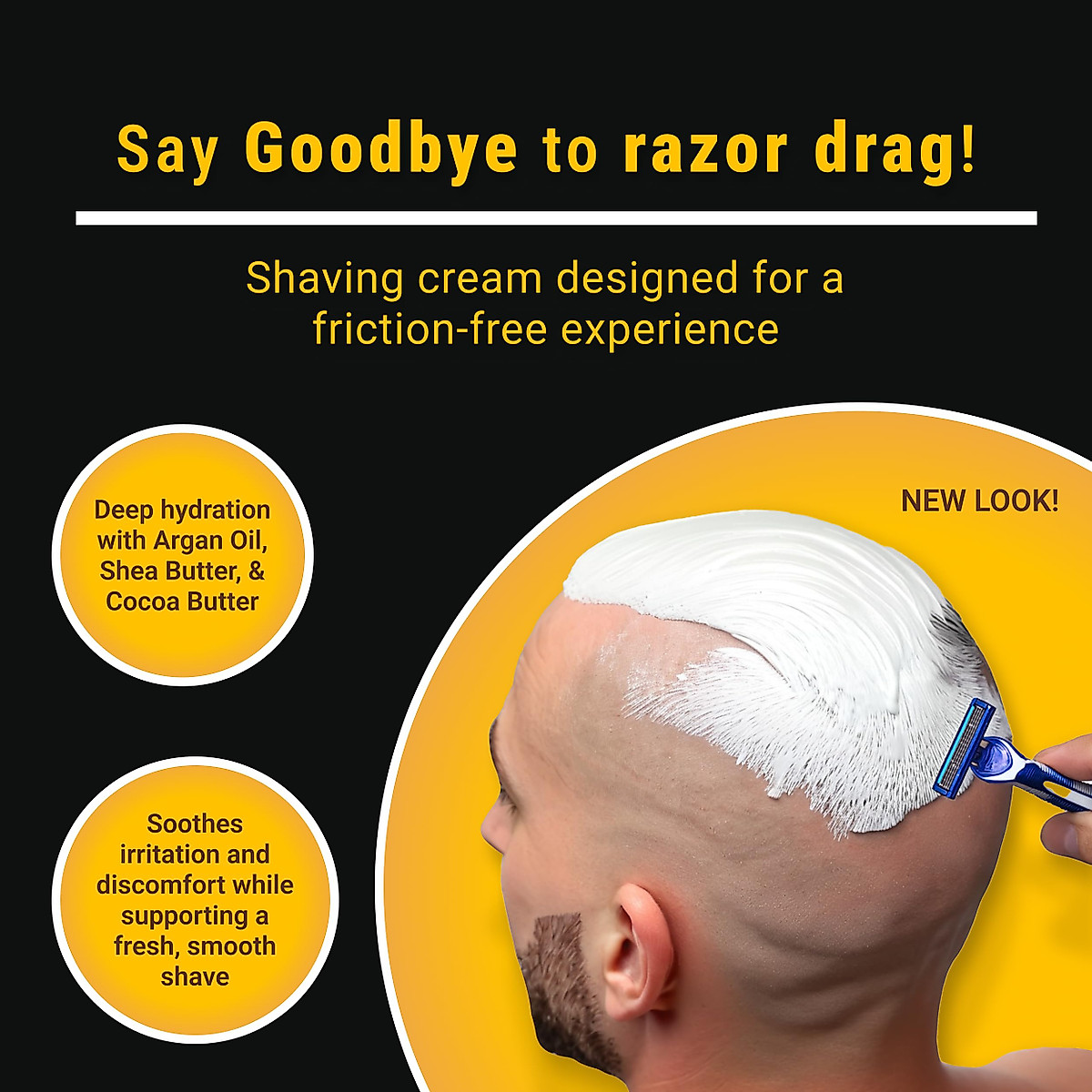 Dare 2B Bald Moisturizing Shave Cream with Argan Oil, Shea Butter, Cocoa Butter & Tea Tree Oil | Bald Head Shaving Cream | Rich Hydration for a Smooth Shave | Head Shaving Cream for Bald Men- 5.0 OZ
