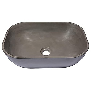 Eden Bath Rounded Corners Rectangular Concrete Vessel Sink (Charcoal)