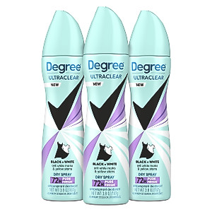 Degree Antiperspirant Dry Spray Pure Fresh 3 Count Anti White Marks and Yellow Stains Deodorant for Women 3.8 oz(Pack of 3)