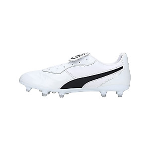 PUMA Men's KING TOP FIRM GROUND Soccer Cleat, Puma White-Puma Black-Puma White, 12